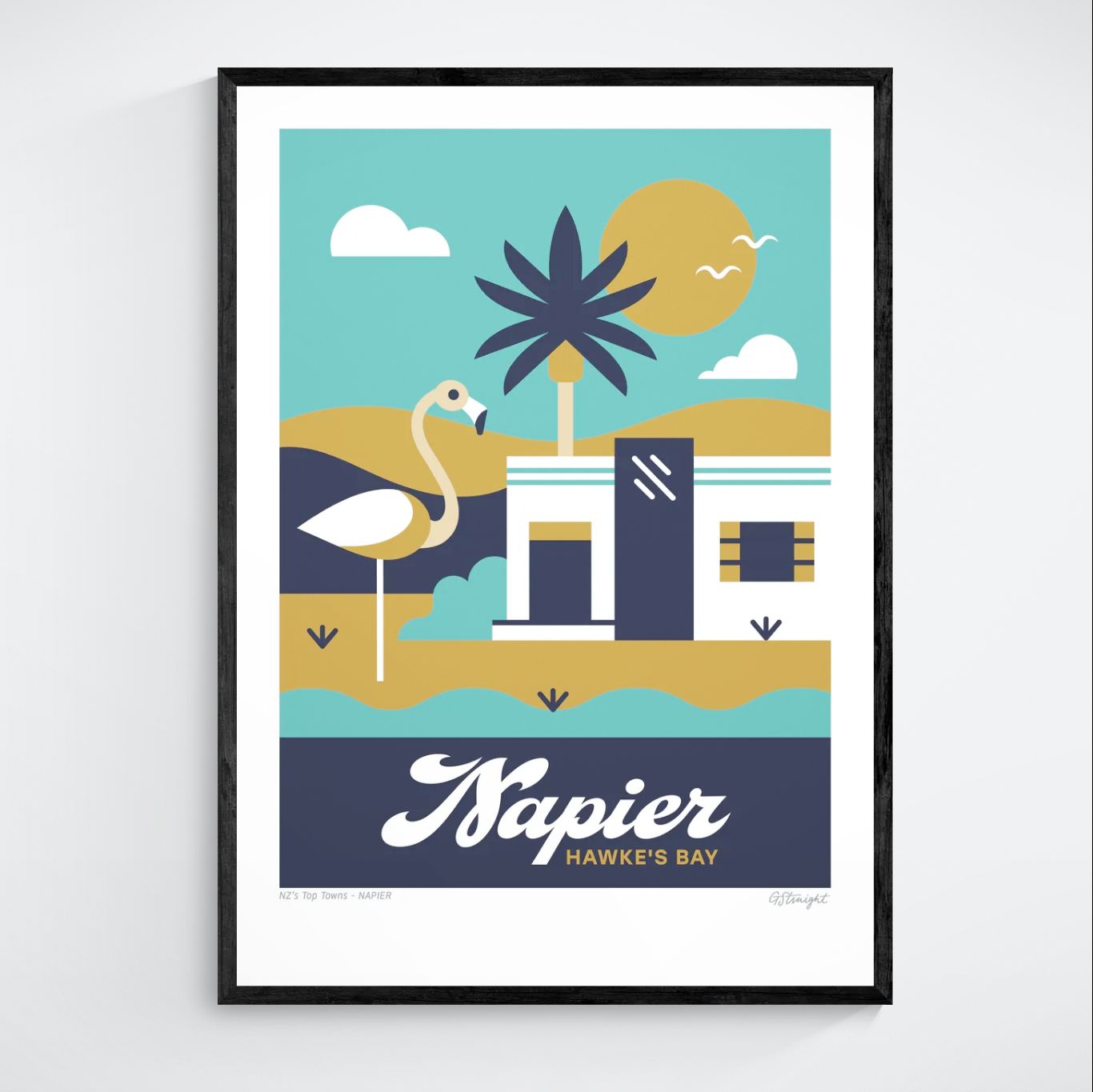Napier Art Print – Art Deco, Palm Tree & Flamingo