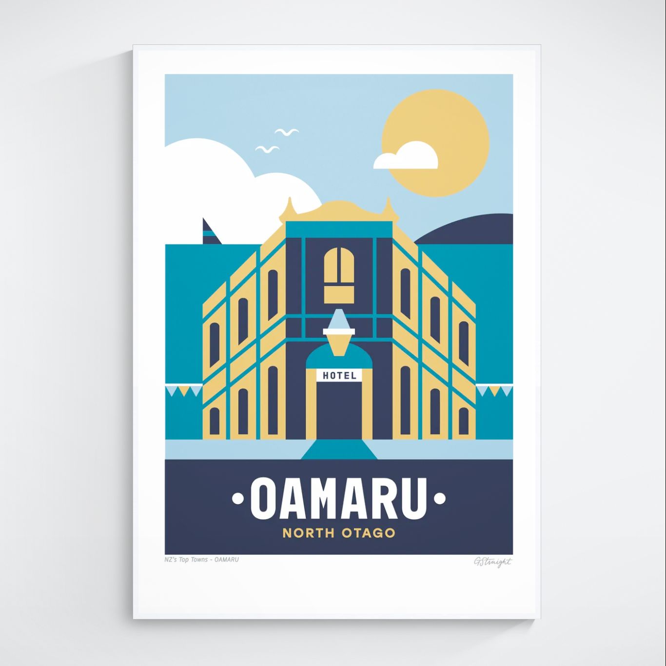 Oamaru Art Print – Civic Trust Building & Harbour